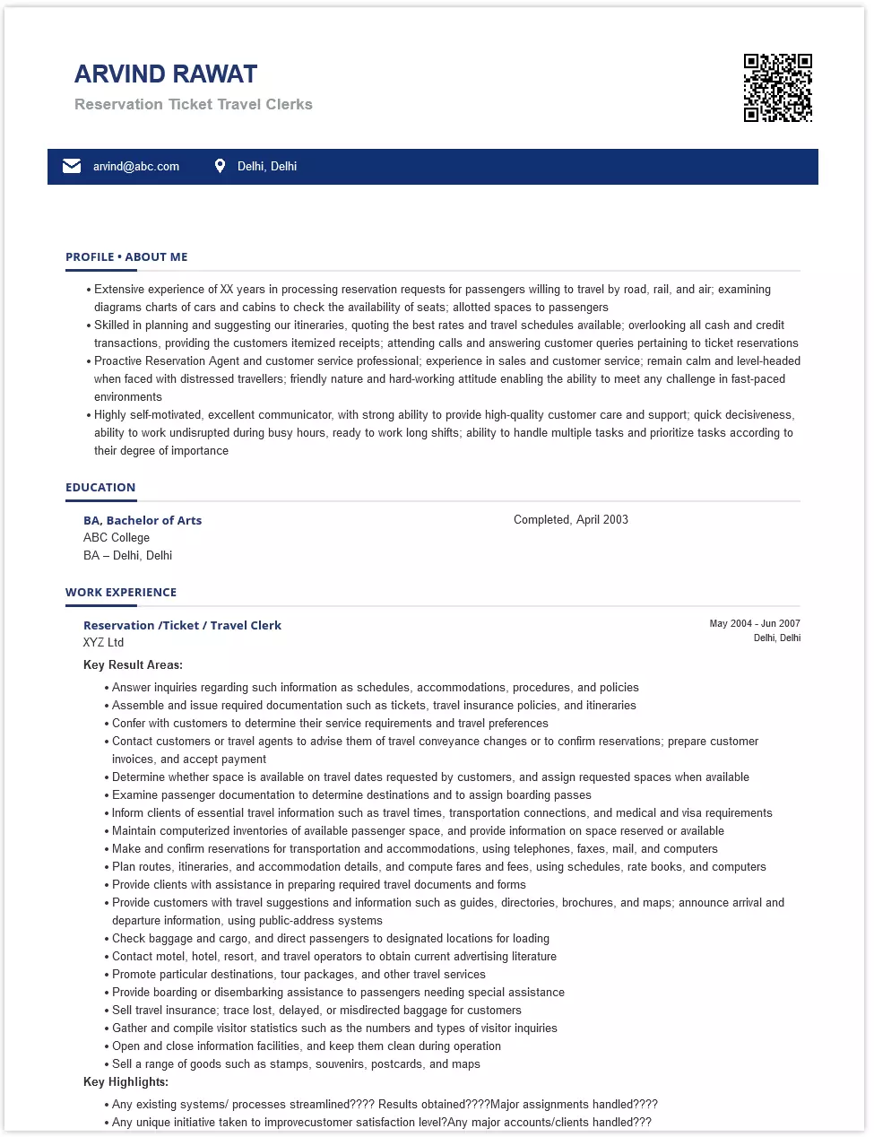 Reservation, Ticket, Travel Clerks Sample & Ready To Use Example ...