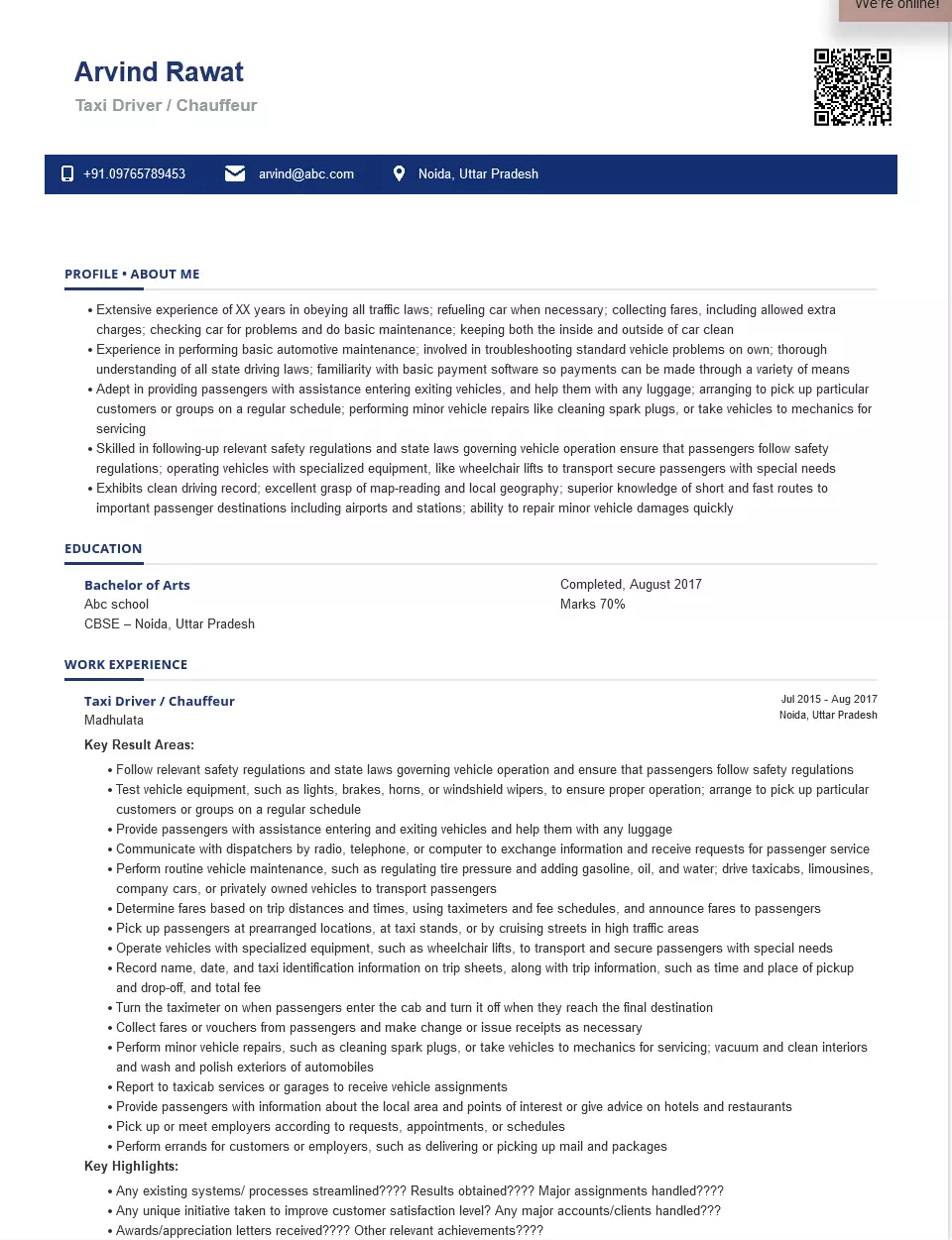 Transportation Manager Sample & Ready To Use Example | ShriResume